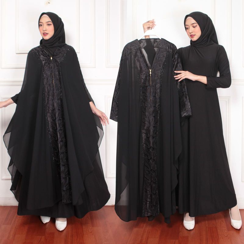 Jual Gamis Turkey Terbaru HITAM ROMPI LEPAS MODEL KAFTAN KALONG HITAM ...