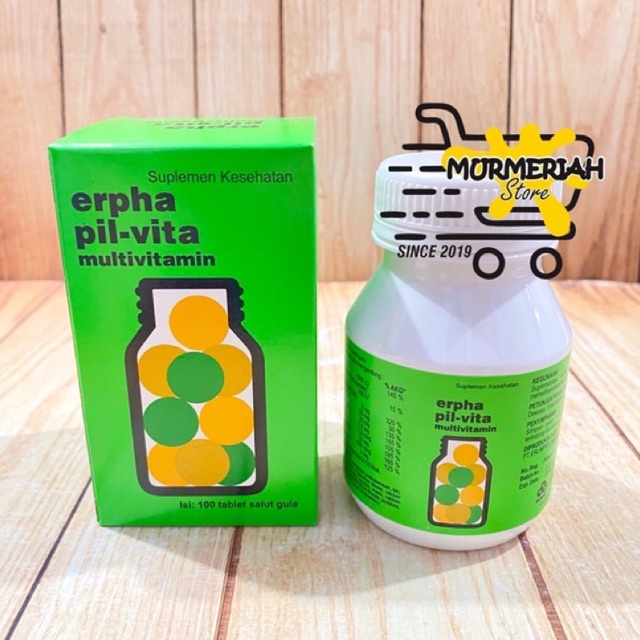 Jual Erpha Pil Vita Multivitamin botol isi 100 tablet | Shopee Indonesia