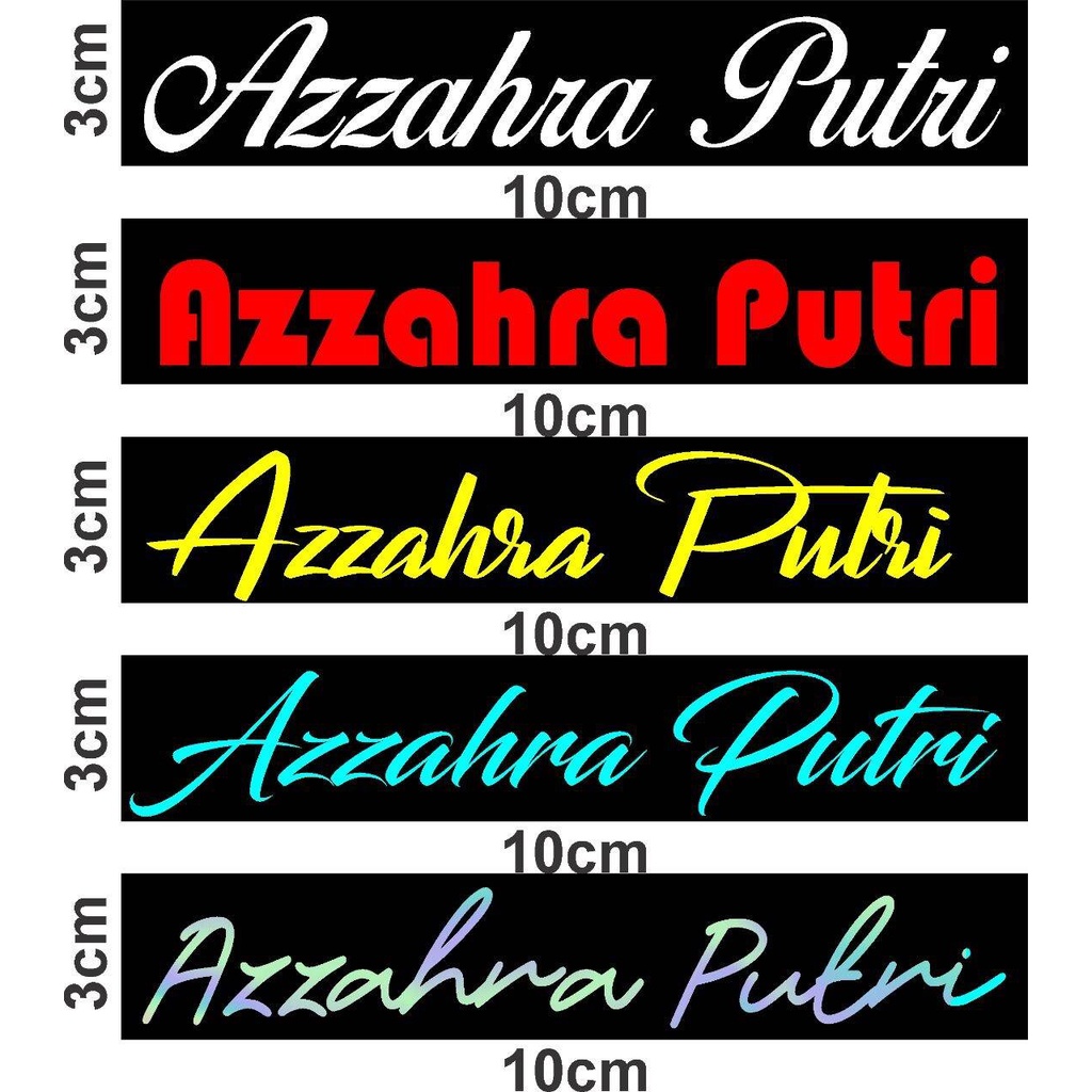 Jual Sticker Custom Nama Sendiri Helm/ Plat Nomor ukuran 10cm x 3cm ...