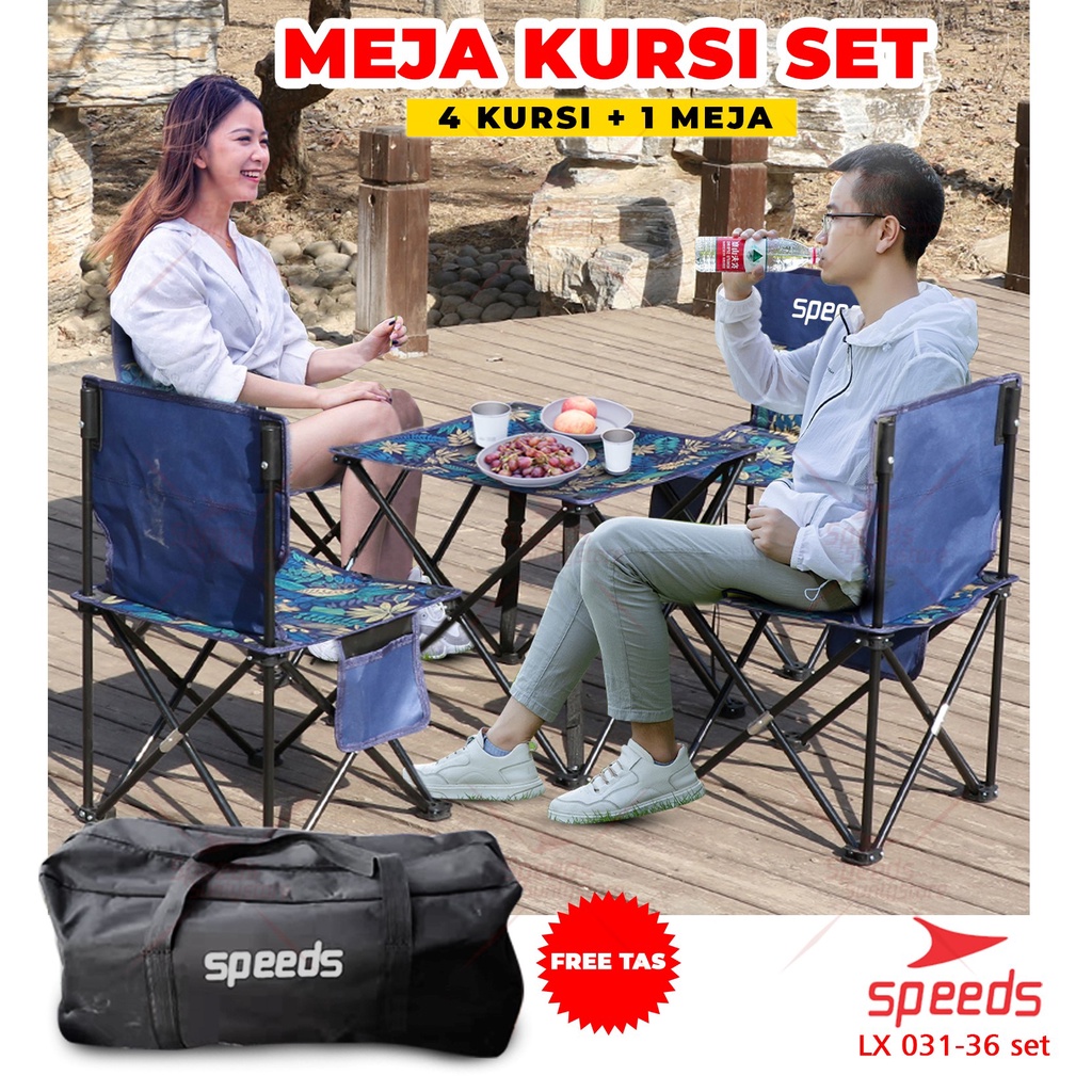 Jual SPEEDS Meja Lipat Kursi Lipat Set Folding Table Chair Meja Camping ...