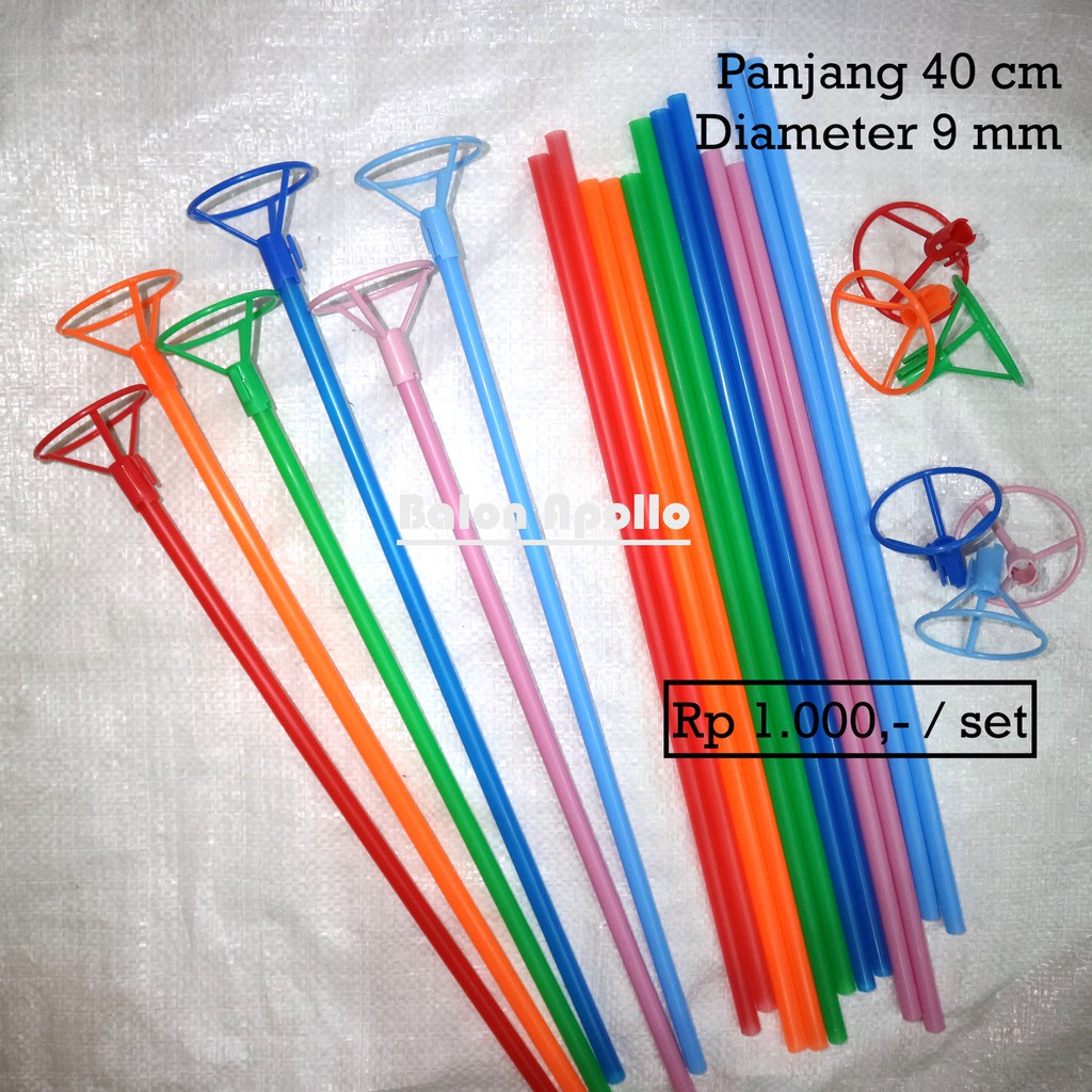 Jual Stick Balon + Cup Balon FOIL WARNA (10 PCS) | Shopee Indonesia