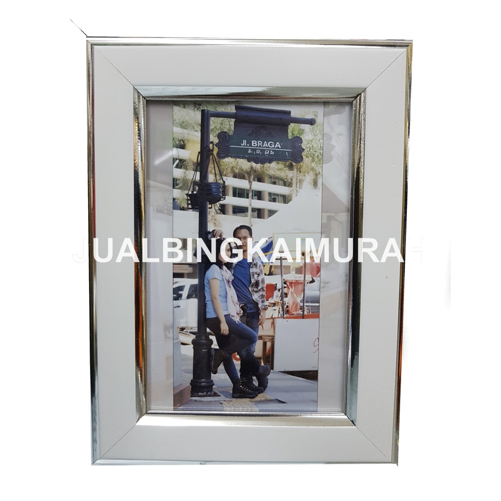 Bingkai Foto 4R Putih Lis Silver | Photo Frame Minimalis | Pigura Unik ...