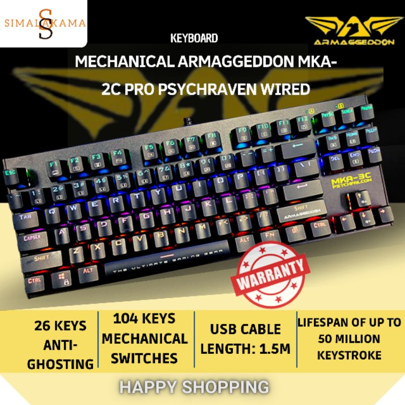 Jual Keyboard Gaming Mechanical Armaggeddon MKA-2C PRO PSYCHRAVEN Wired ...