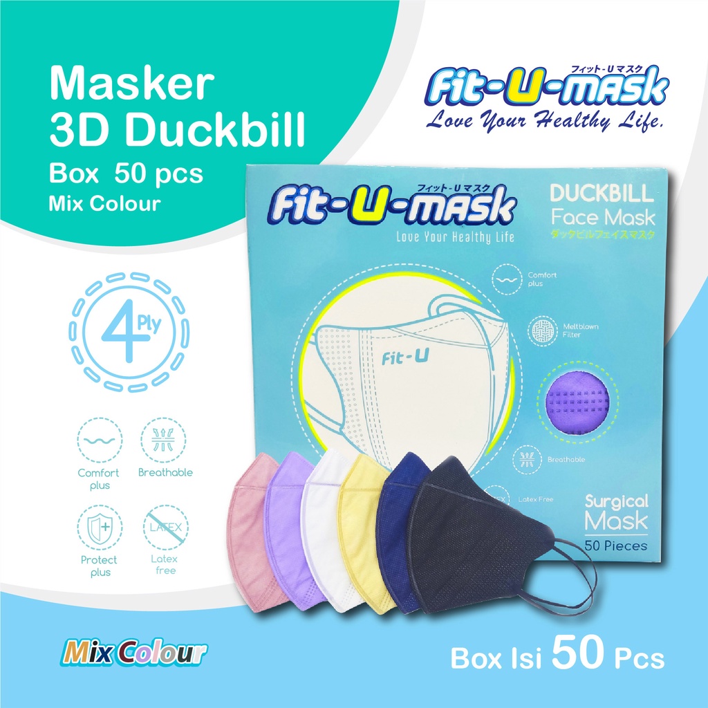 Jual Fit-U Mask Duckbill Box Mix Colour isi 50Pcs | Shopee Indonesia