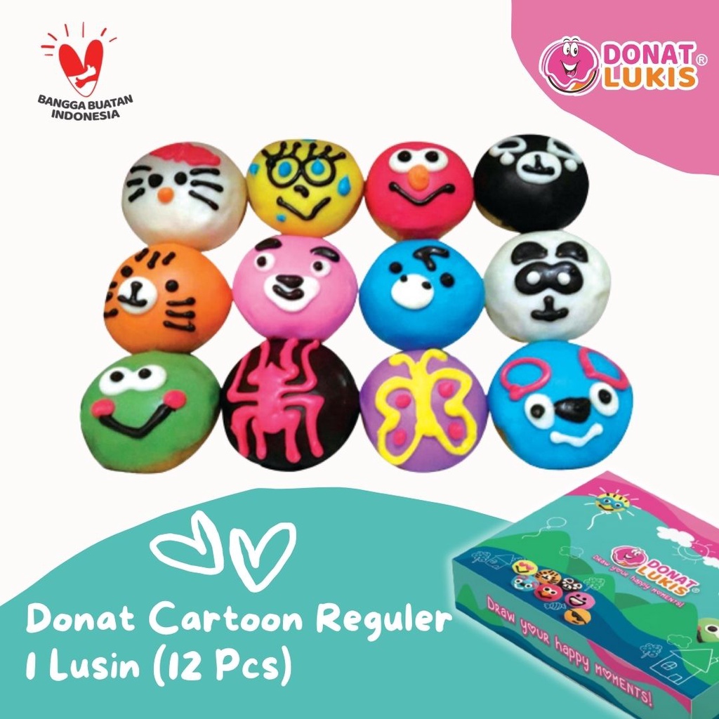 Jual Donat Lukis Cartoon Reguler 1 Lusin ( ISI 12 ) | Shopee Indonesia