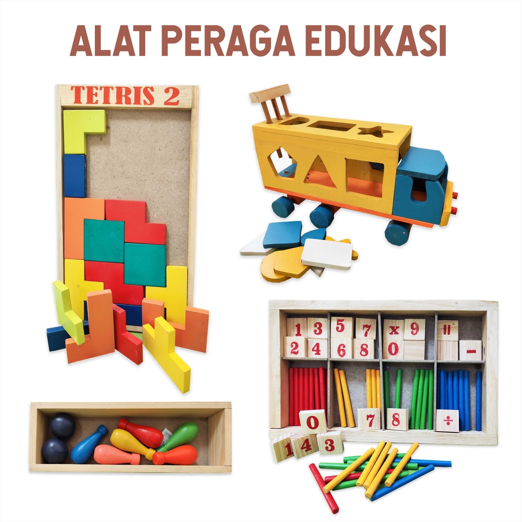 Jual Mainan Edukasi Anak Balok Kayu /Alat Peraga Edukasi Untuk Anak TK ...