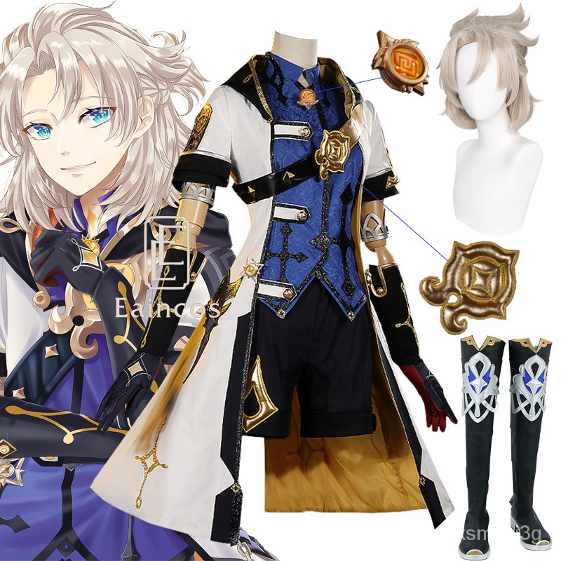 Jual Genshin Impact Albedo Cosplay Costume Wigs Shoes Anime Game ...