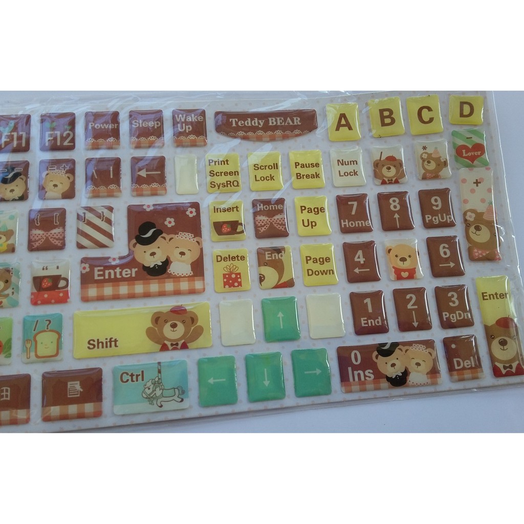 Jual Cartoon Keyboard Sticker (Hello Kitty, Lilo Stitch , Teddy Bear ...