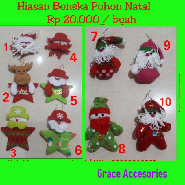 Jual Hiasan boneka pohon natal aksesoris pajangan gantungan pernik ...