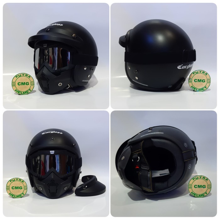 Jual Paket Helm Cargloss Retro Google Mask | Shopee Indonesia