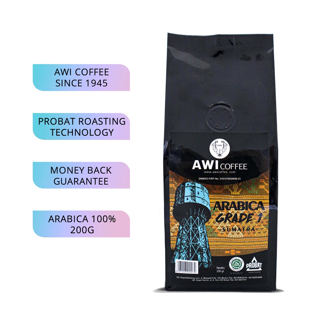 Jual Awi Coffee Arabica Grade One Blend For Cafe 200Gr Biji/Bubuk | 100 ...