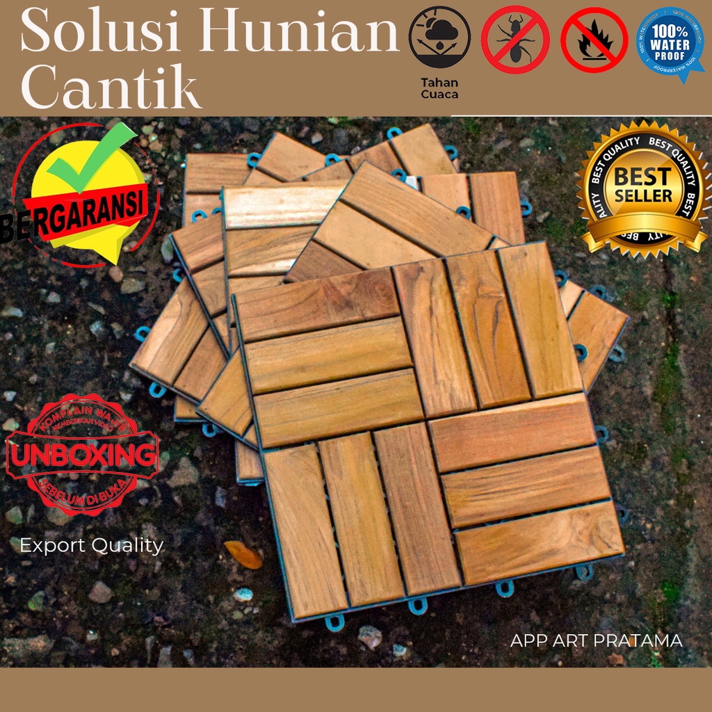 Jual Parquet Kayu Jati Ubin Kayu Lantai Kayu Decking Tile Zigzag004 ...