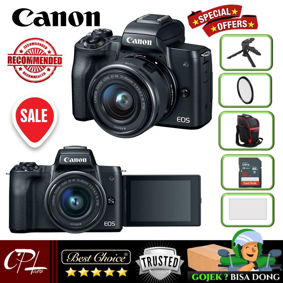 Jual Canon EOS M50 Kit 15-45mm IS STM WIFI ORIGINAL - PAKET 5 | Shopee ...