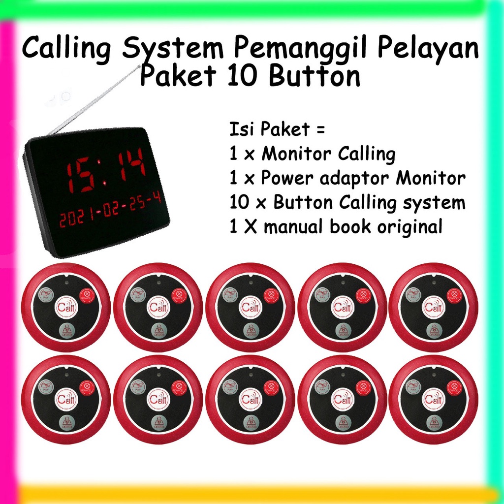 Jual Bel Calling System C1/S6 Alat Pemanggil Pelayan Untuk Restoran dan ...