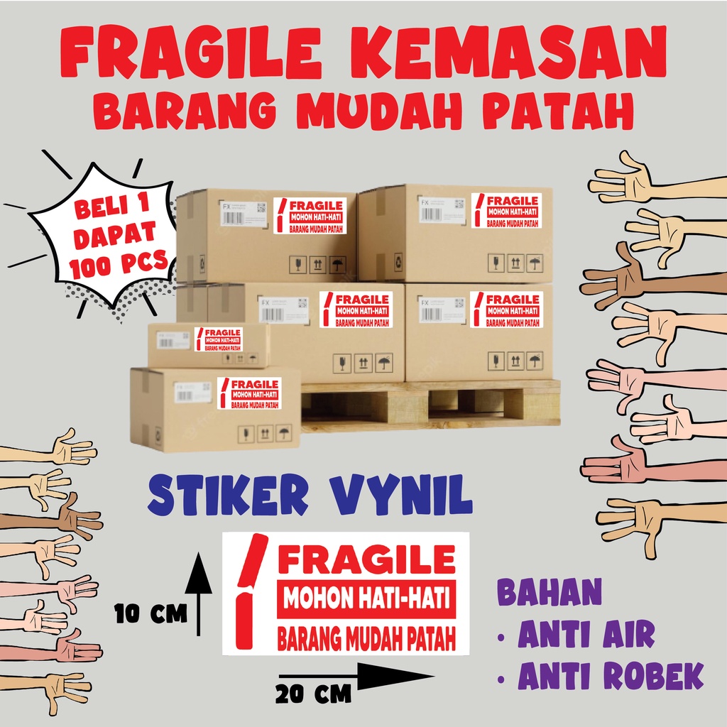 Jual STIKER LABEL FRAGILE UNTUK BARANG MUDAH PATAH DAPAT 100 PCS ...