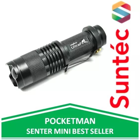 Jual POCKETMAN FREE BATERAI A2 LED TORCH 2000 LUMENS - SENTER POLICE ...