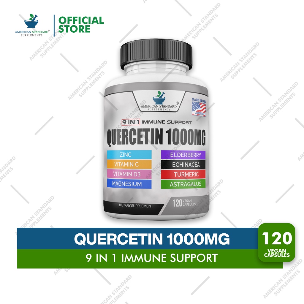Jual American Standard Supplements Quercetin 1000mg Vitamin C + Vitamin D3 5000IU Zinc Magnesium ...