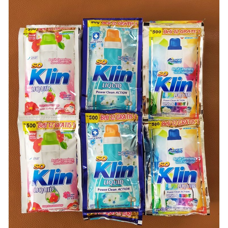 Jual SOKLIN LIQUID DETERGEN RENCENG 22ml Isi 12 SACHET /SO KLIN CAIR LIQUID | Shopee Indonesia