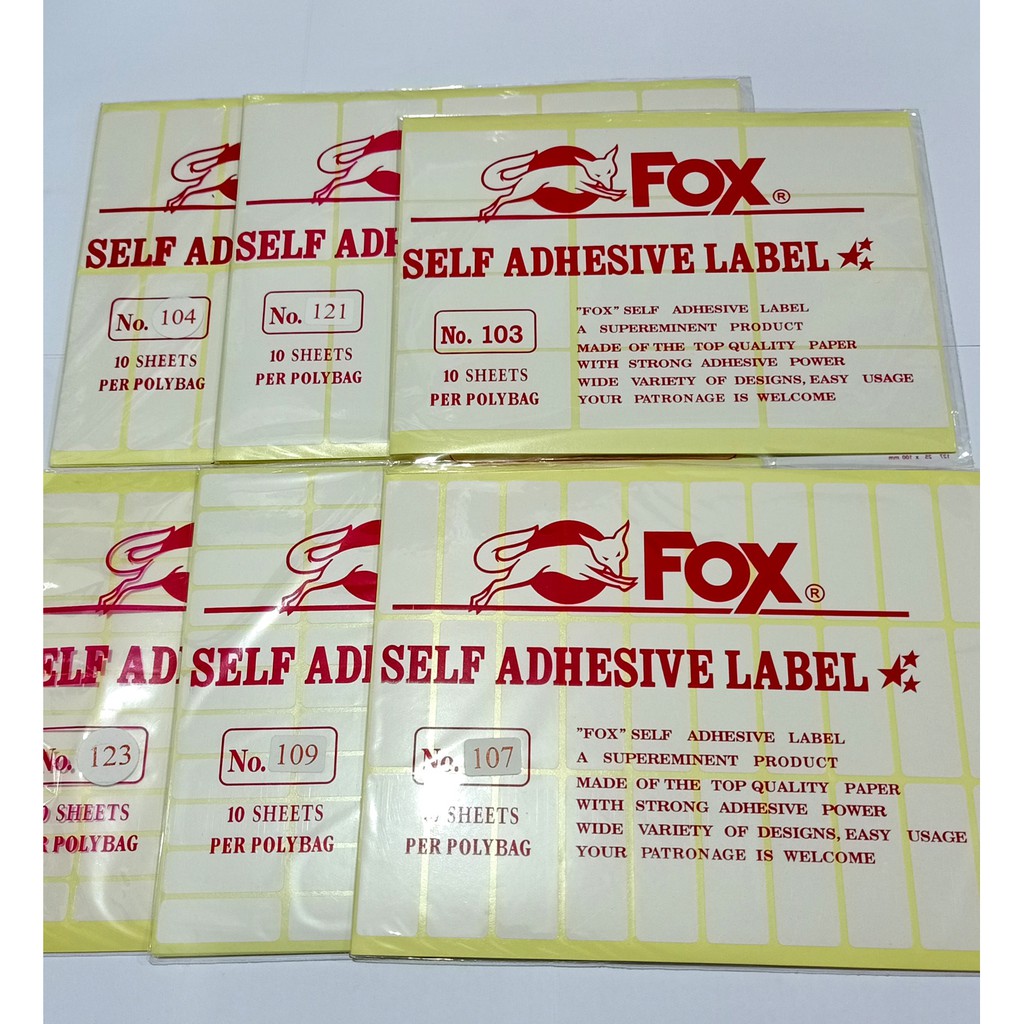 Jual Label Sticker Fox | Self Adhesive 1 Pack isi 10 lembar | Shopee ...