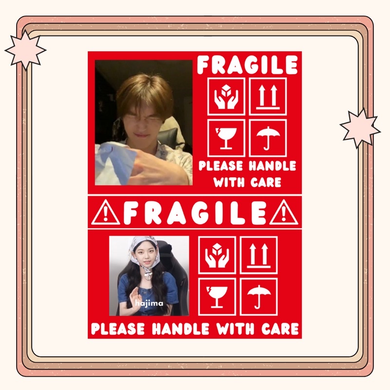 Jual [bisa Custom] Sticker Fragile Kpop Nct Aespa Lucu Murah Isi 25 Pcs