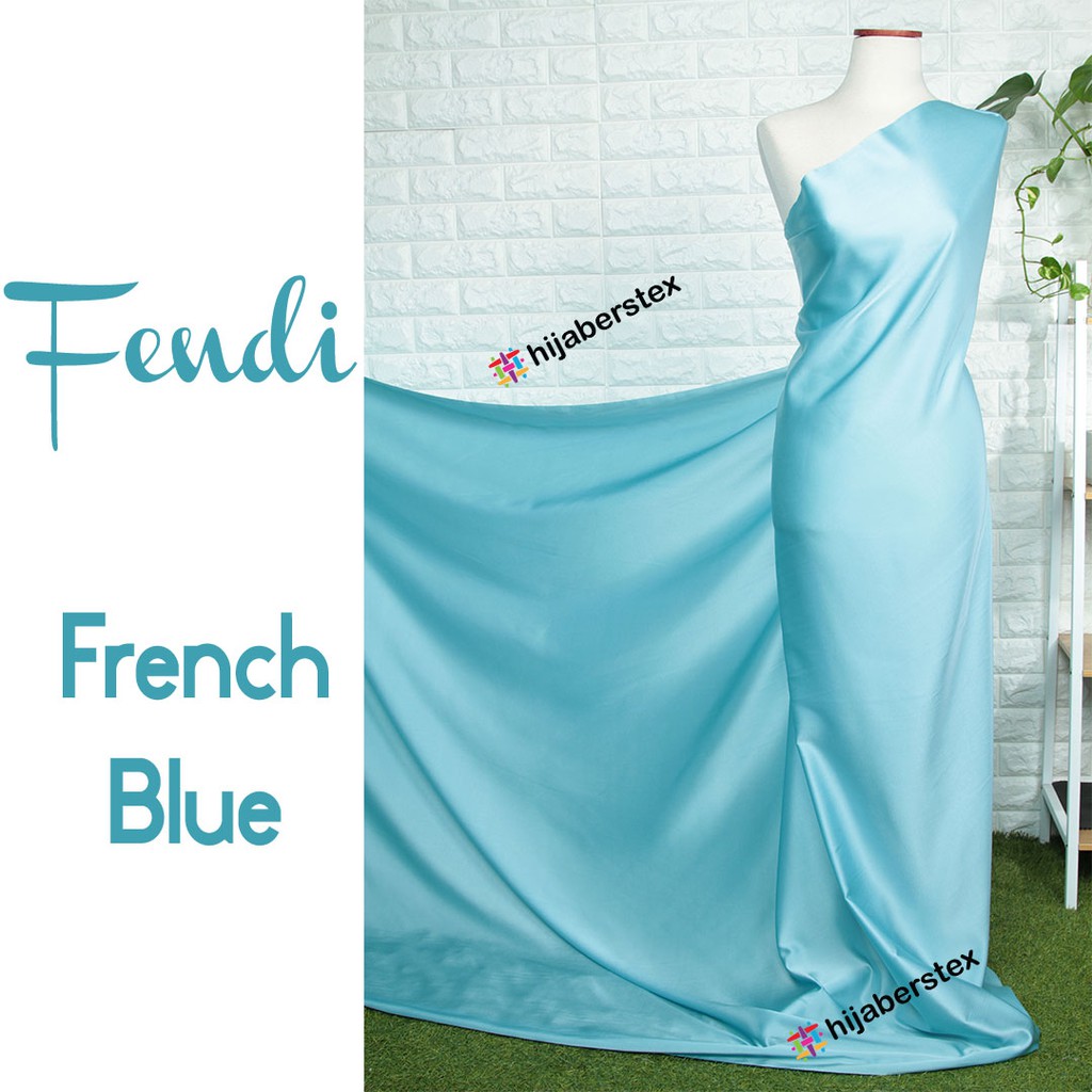 Jual 1/2 Meter Kain SATIN FENDI French Blue (ecer warna) | Shopee Indonesia