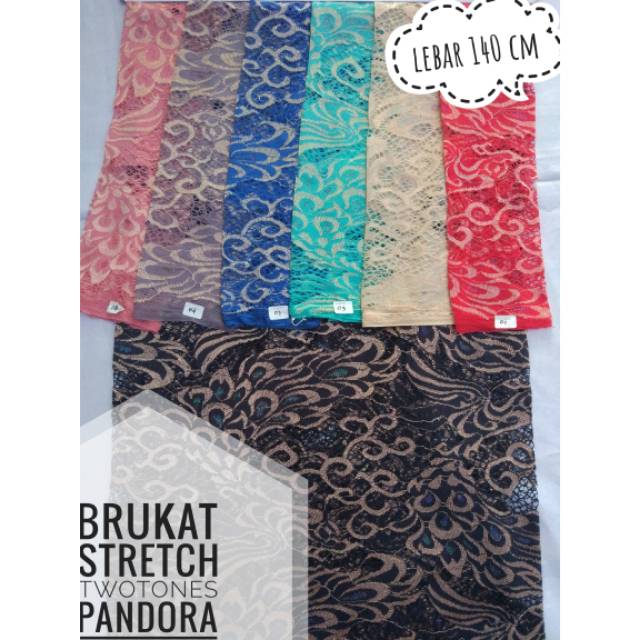 Jual Kain brukat brokat brocade stretch kebaya two tones pandora ...