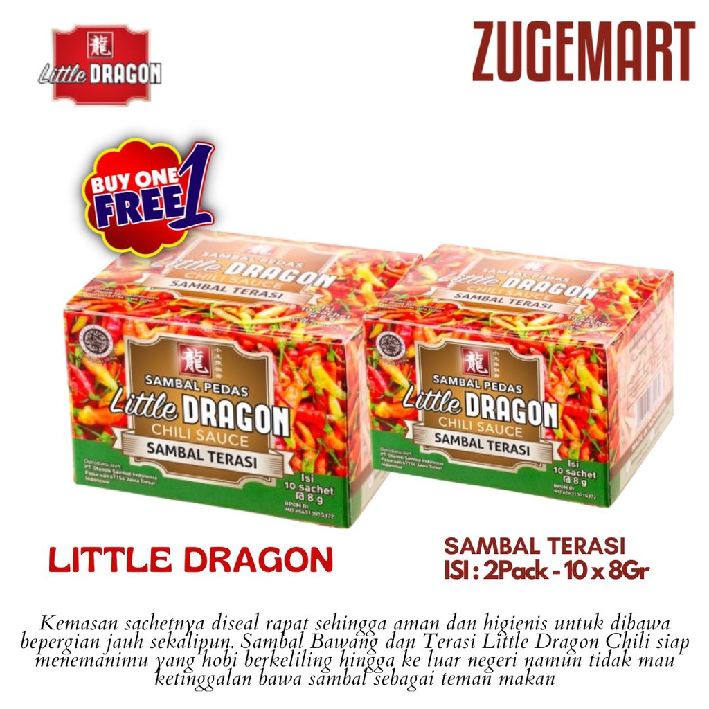 Jual BUY 1 GET 1 - Little Dragon Sambal Terasi / Sambel Terasi - 10 x 8gr | Shopee Indonesia