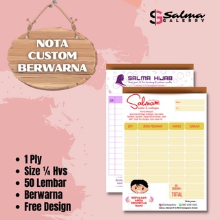 Jual Cetak NOTA Custom full colour Untuk Olshop, Store dll 1/4 Folio ...