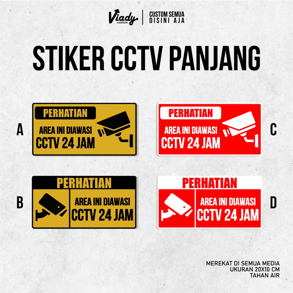 Jual STIKER AWAS CCTV | STIKER PERINGATAN | 20x10cm | Shopee Indonesia