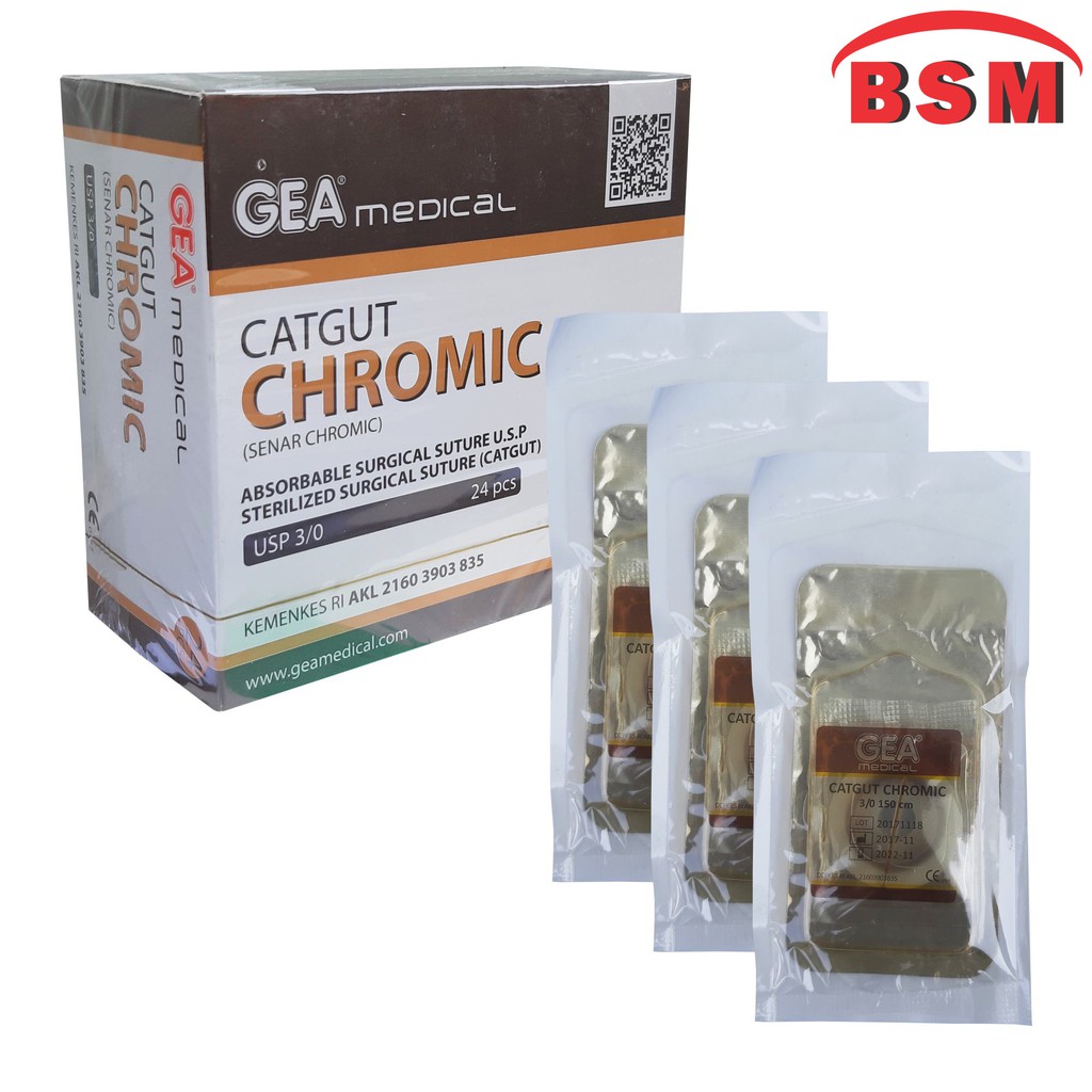 Jual Benang Operasi CATGUT CHROMIC USP 3 0 150CM GEA MEDICAL | Shopee ...