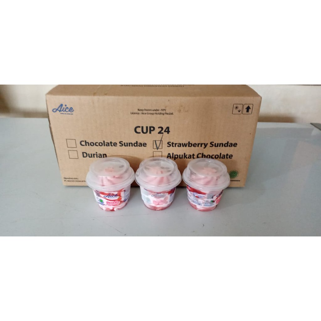 Jual Es Krim Aice Sundae Strawberry isi 24/ Ice Cream Aice chocolate ...