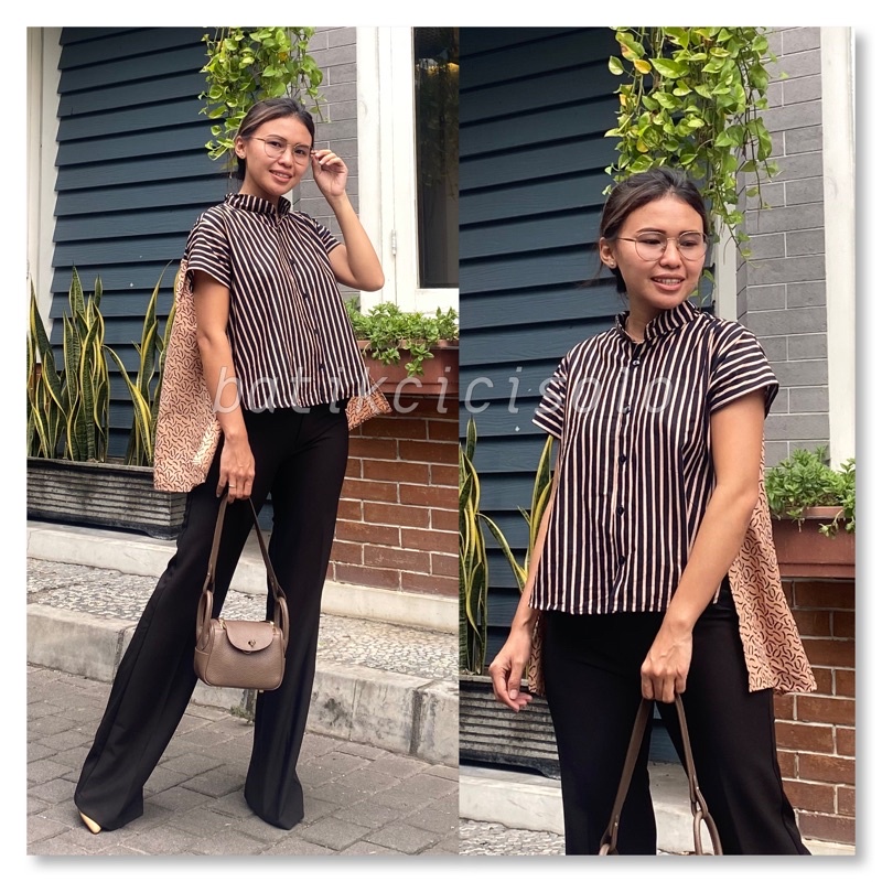 Jual blus batik motif lurik kombinasi | Shopee Indonesia