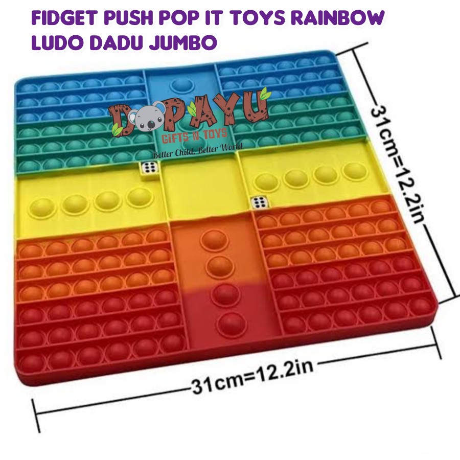 Jual LUDO FIDGET PUSH POP IT TOYS RAINBOW LUDO DADU JUMBO RN4 FAMILY ...