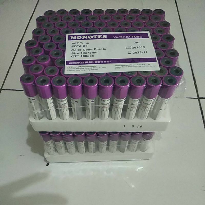 Jual VACUUM TUBE MONOTES K3/tabung edta(Pet) | Shopee Indonesia