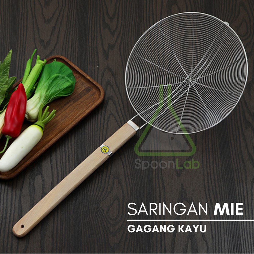 Jual Saringan Stainless Steel Gagang Kayu Tebal Makanan Gorengan Mie ...