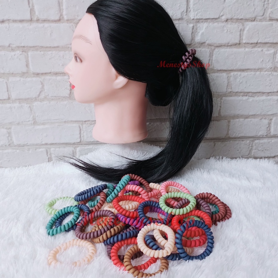 Jual KARET IKAT RAMBUT SPIRAL DOFF GLOSSY WARNA POLOS MOTIF KUNCIRAN ...
