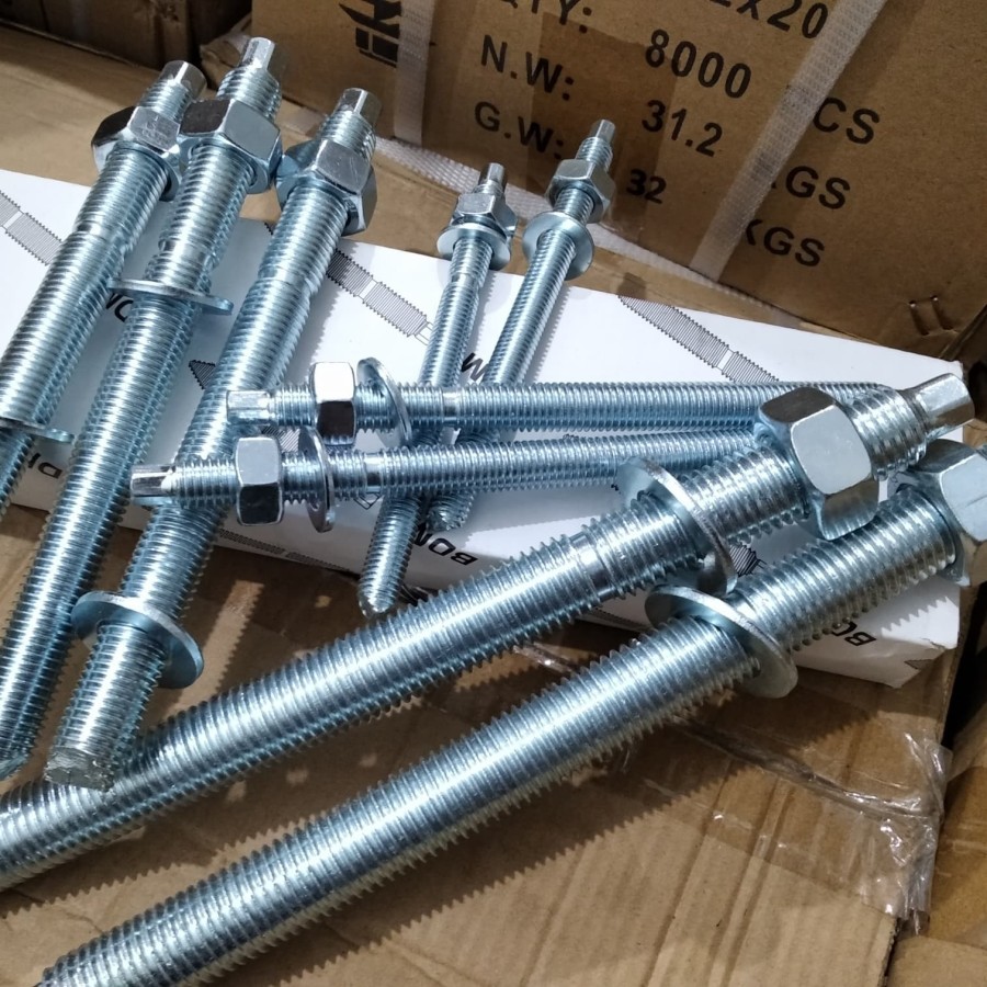 Jual CHEMICAL ANGKUR M12 STUD BOLT 12 MM CHEMICAL ANCHOR GRADE 5 8