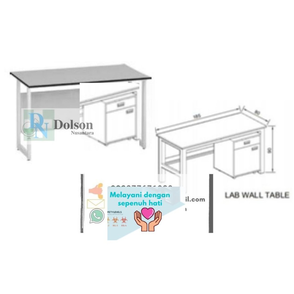 Jual Laboratorium Lab Wall Table HPL Eco Meja Lab Dinding Pinggir ...