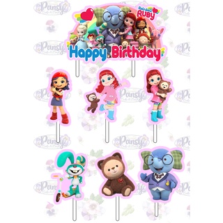 Jual Cake topper / cupcake topper Rainbow Ruby + banner BIRTHDAY ...