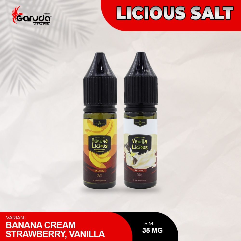 Jual Liquid Saltnic Licious Series Emkay 15ml Bercukai | Shopee Indonesia