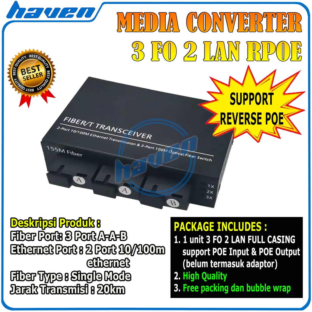 Jual Media Converter 3 Port FO 2 Port LAN POE / Switch Fiber 3 FO 2 SC | Shopee Indonesia