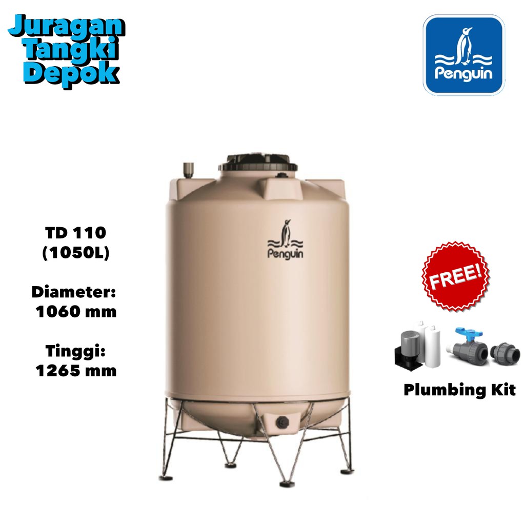 Jual Toren / Tandon / Tangki Air Penguin Total Drain 1050 Liter - TD ...