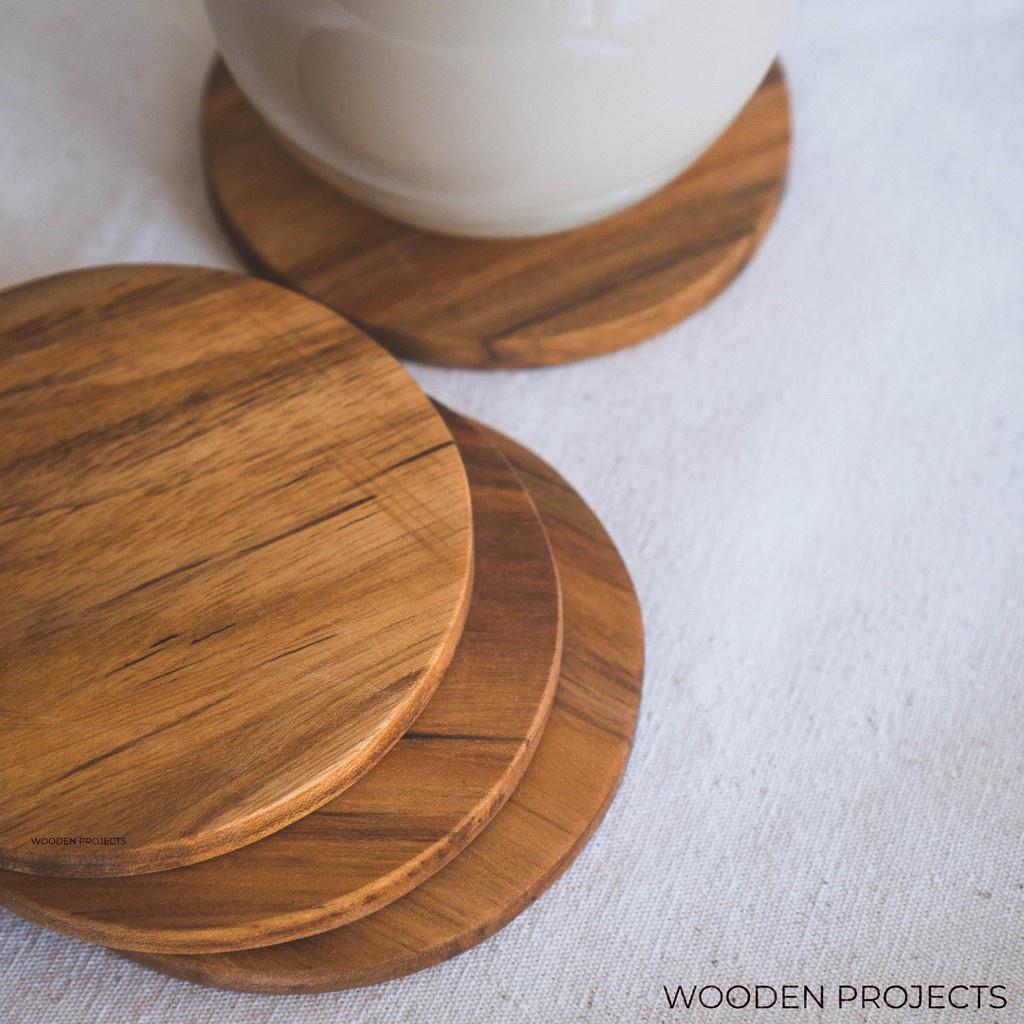 Jual Tatakan kayu gelas bulat round coaster diameter 10 cm | Shopee ...