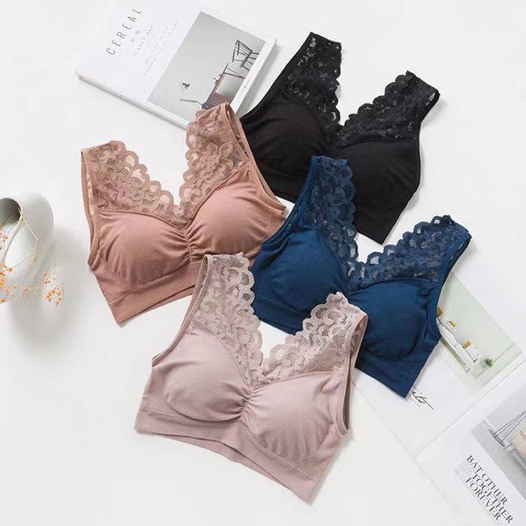 Jual Bra Wanita Tanpa Kawat Bahan Halus Pakaian Dalam bralette Elastis ...