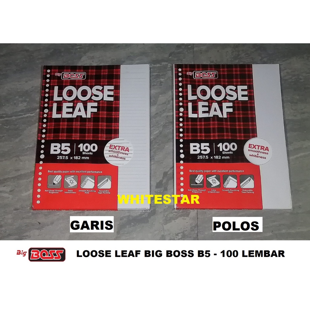 Jual loose leaf polos / garis big boss - ukuran / Uk. B5 100 lembar ...