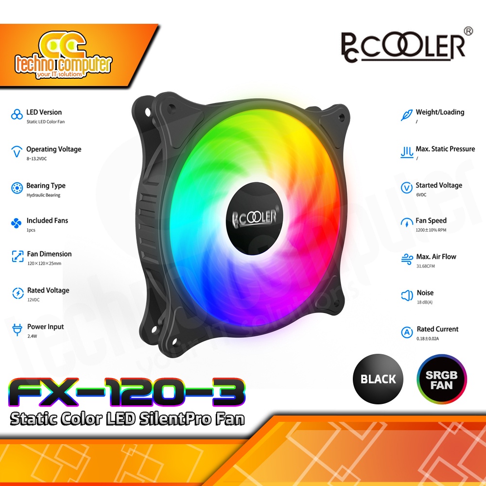 Jual FAN CASING PC-COOLER FX120-3 Fix Led Colour - 12cm/120mm Single ...