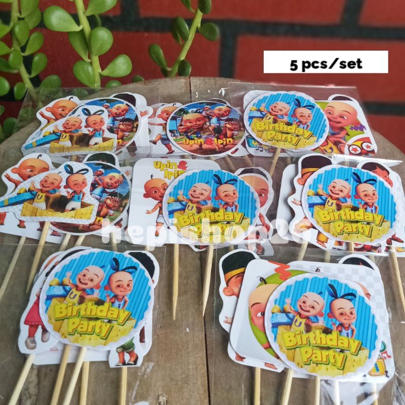 Jual Topper Cake Hiasan Tusuk Kue Ulangtahun Karakter Upin-Ipin | Shopee Indonesia