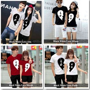 Jual kaos kembaran love retak warna hitam putih keren blackwhite love ...