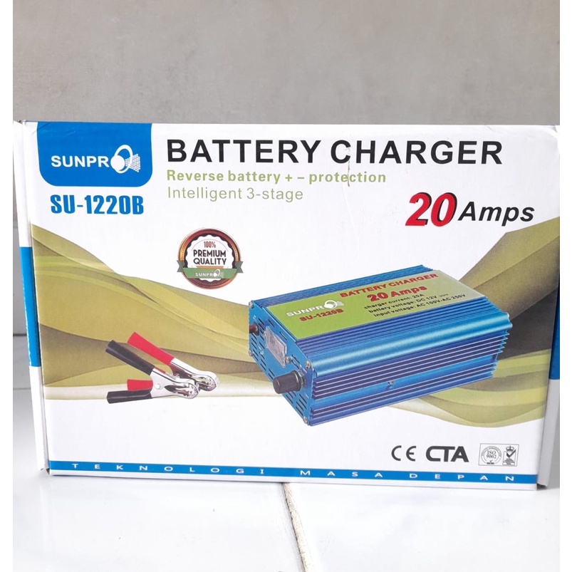 Jual CHARGER AKI SUNPRO PENGISI DAYA BATTERY PORTABLE 12 VOLT 20 AMPERE SU-1220B | Shopee Indonesia