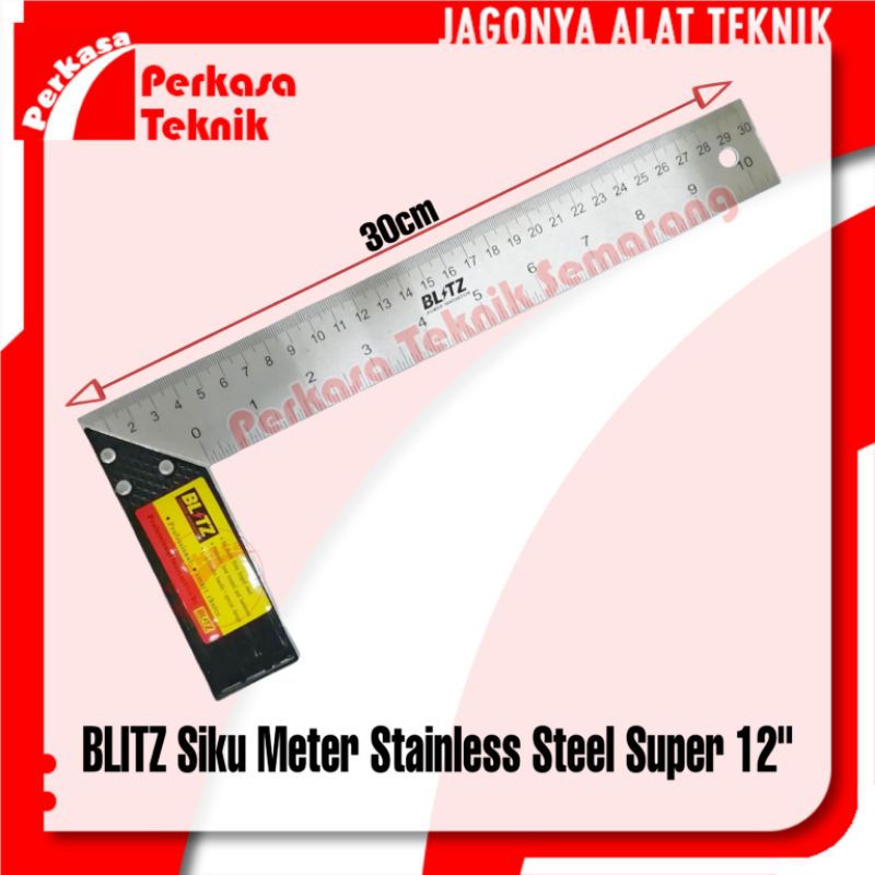 Jual BLITZ Siku Meter Siku Tukang Tebal 12" inchi Siku Penggaris 30cm ...